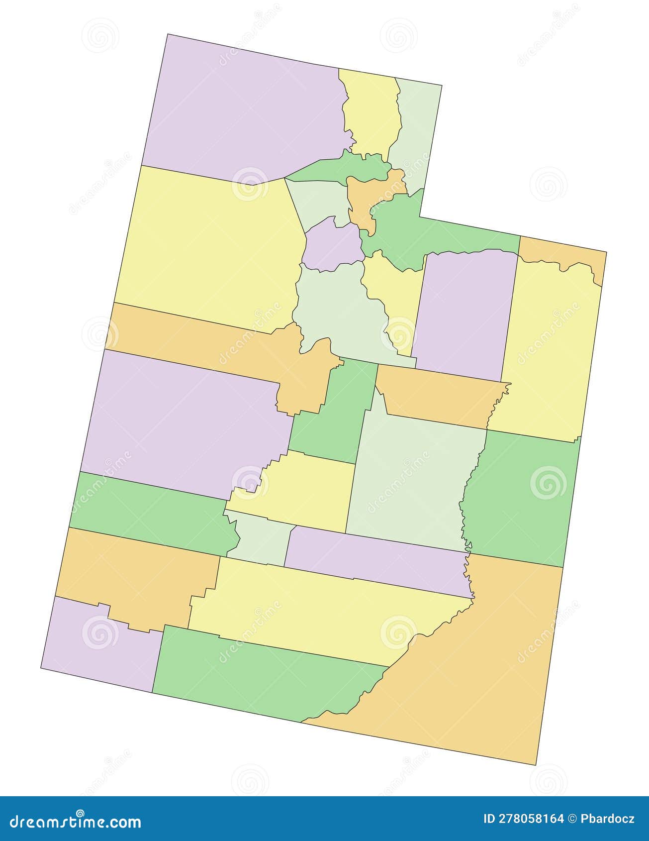 Utah Map. Political Map Of Utah With Boundaries In White Color Vector ...