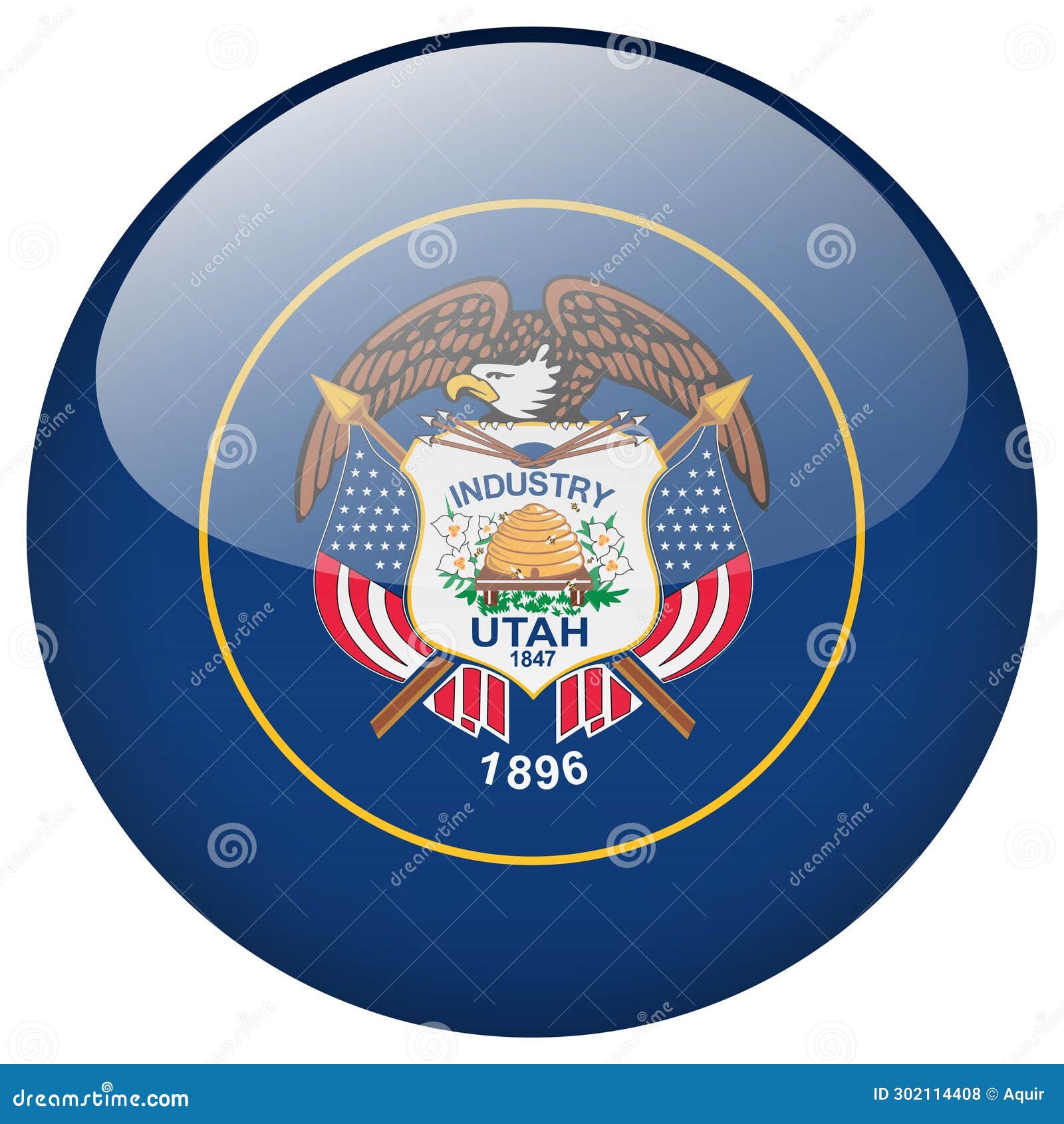 Utah flag button stock vector. Illustration of isolated - 302114408