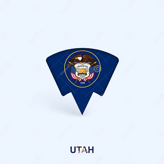 Utah Flag Map Pointer Design with Shadow Stock Illustration ...