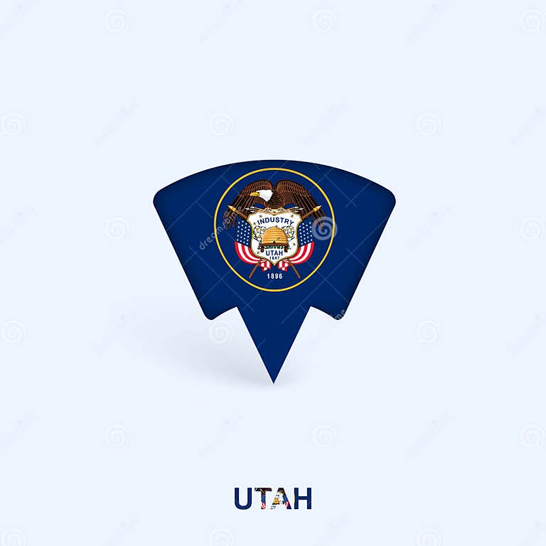 Utah Flag Map Pointer Design with Shadow Stock Illustration ...