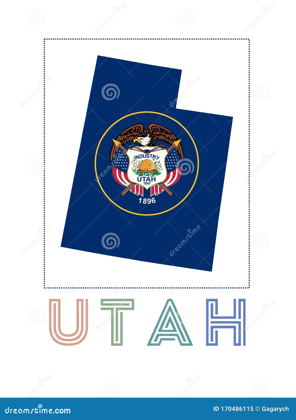Utah Logo. Map of Utah with Us State Name and. Stock Vector ...