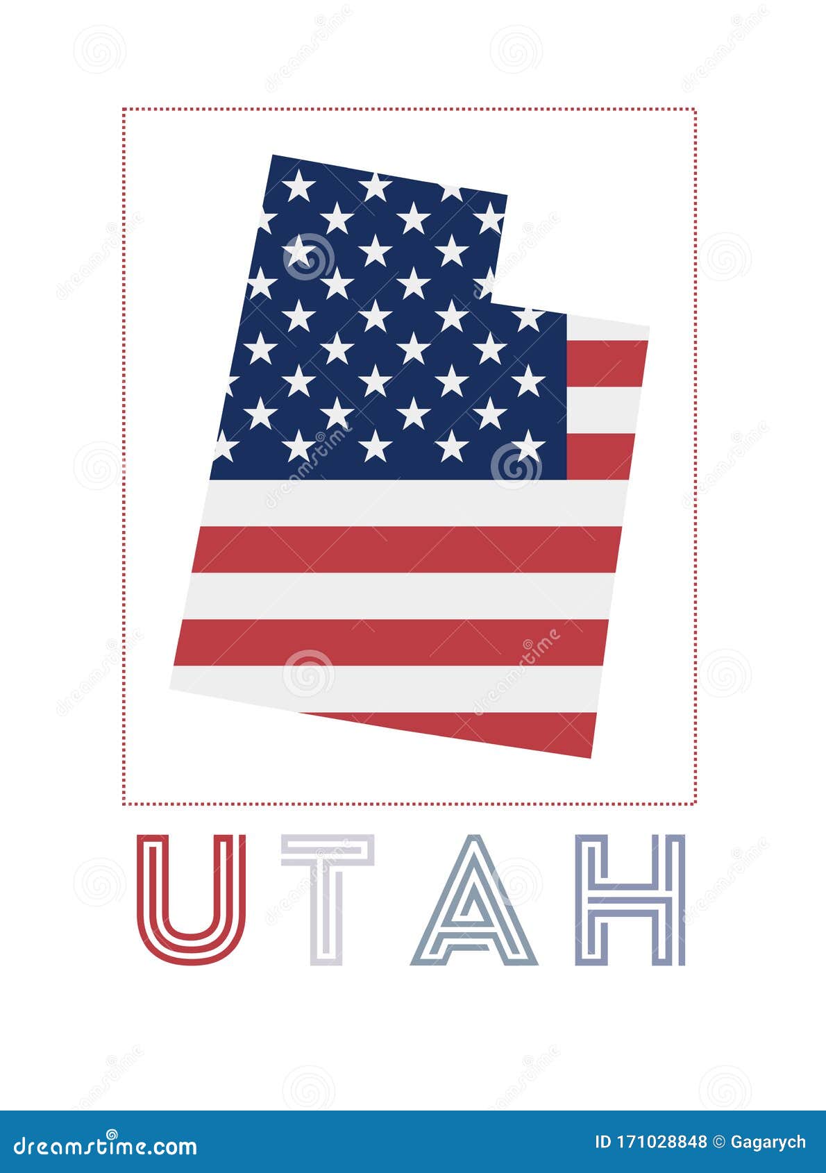Utah Logo. Map of Utah with Us State Name and. Stock Vector ...