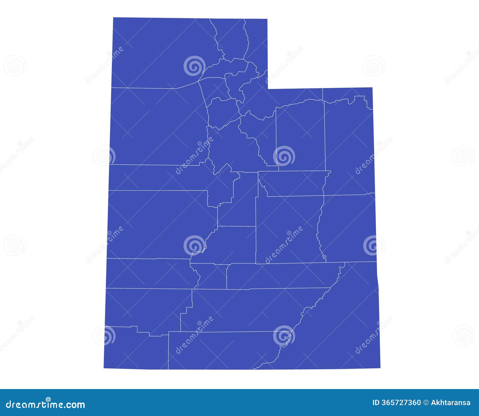 Utah Map. Counties Map Of Utah, Blank Map, Empty Map Of Utah L Stock ...