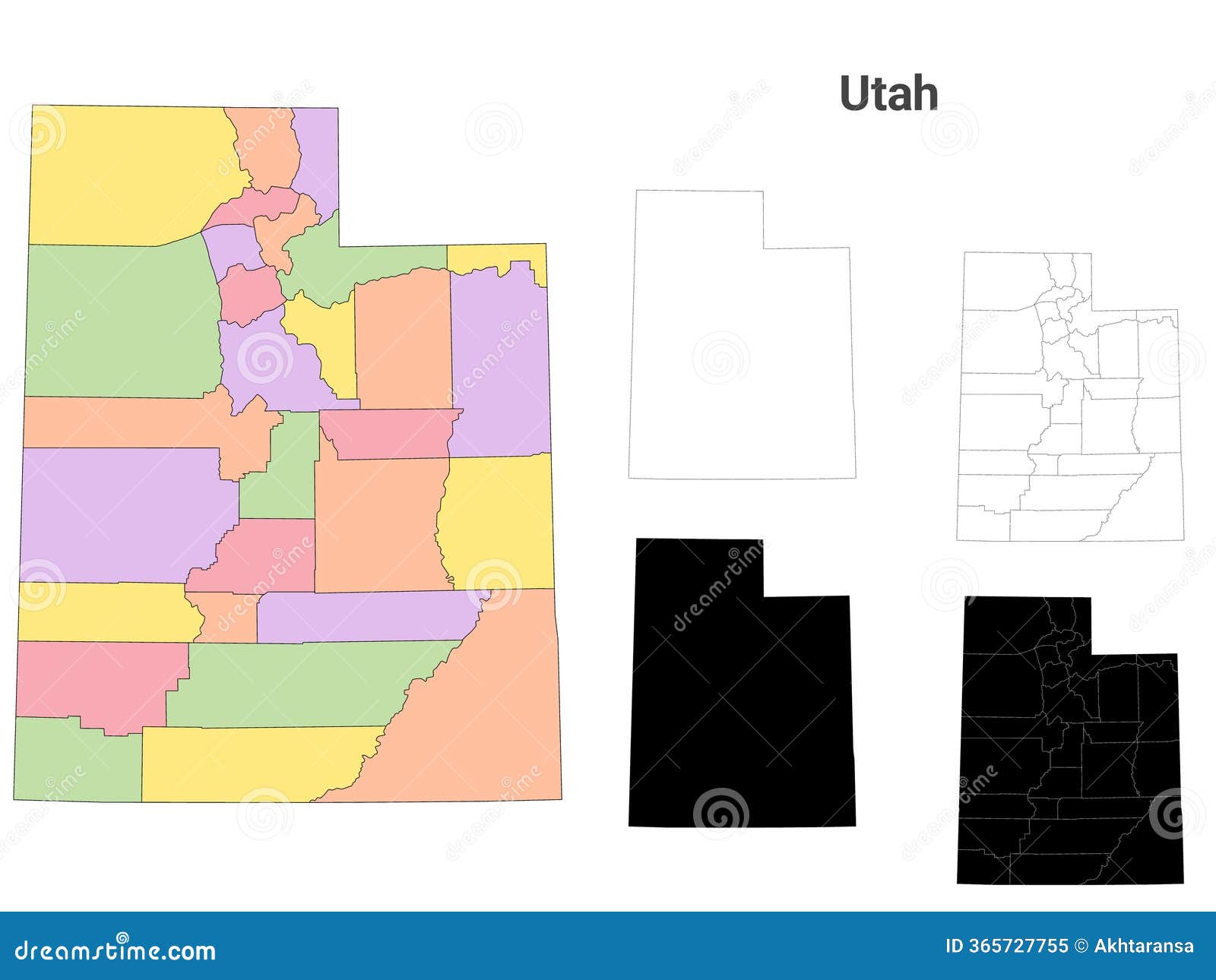 Utah Map Sets, Utah Administrative Map, Utah Outline And Counties State ...
