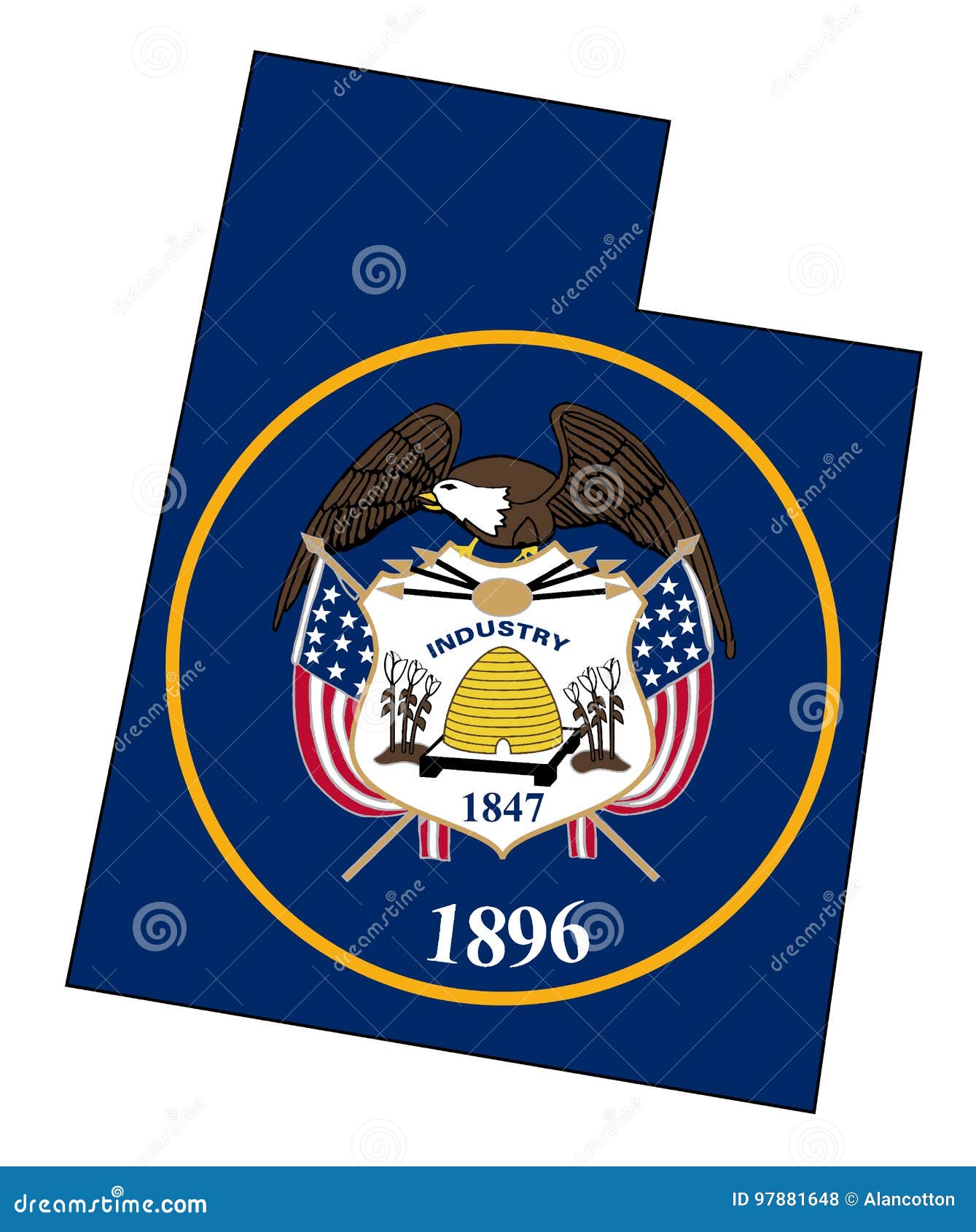 Utah Outline Map and Flag stock vector. Illustration of drawing - 97881648