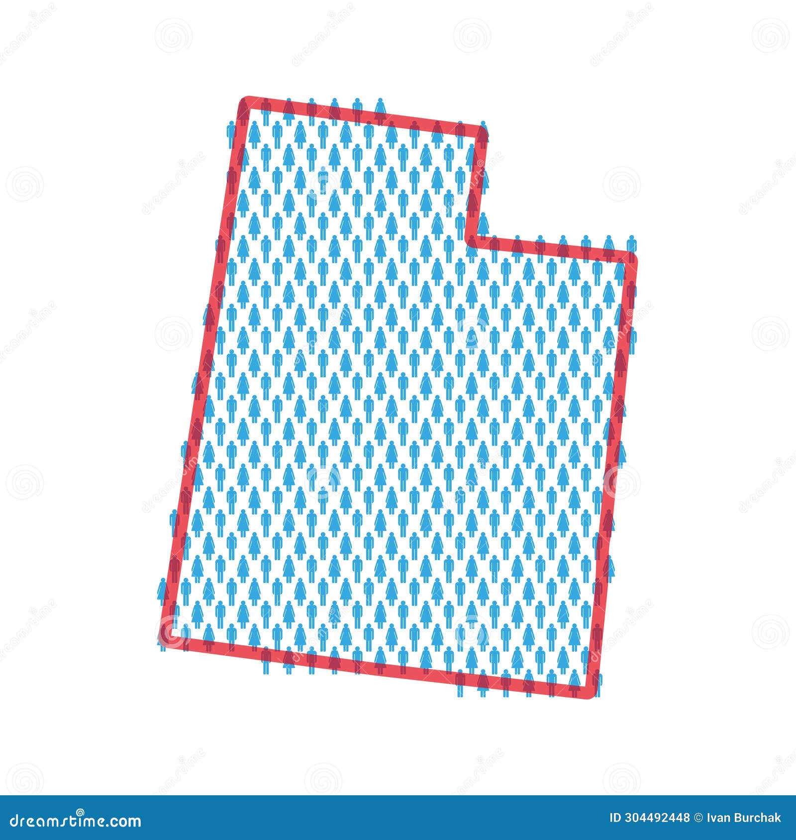 Utah Population Map. Stick Figures People Map. Pattern of Men and Women ...