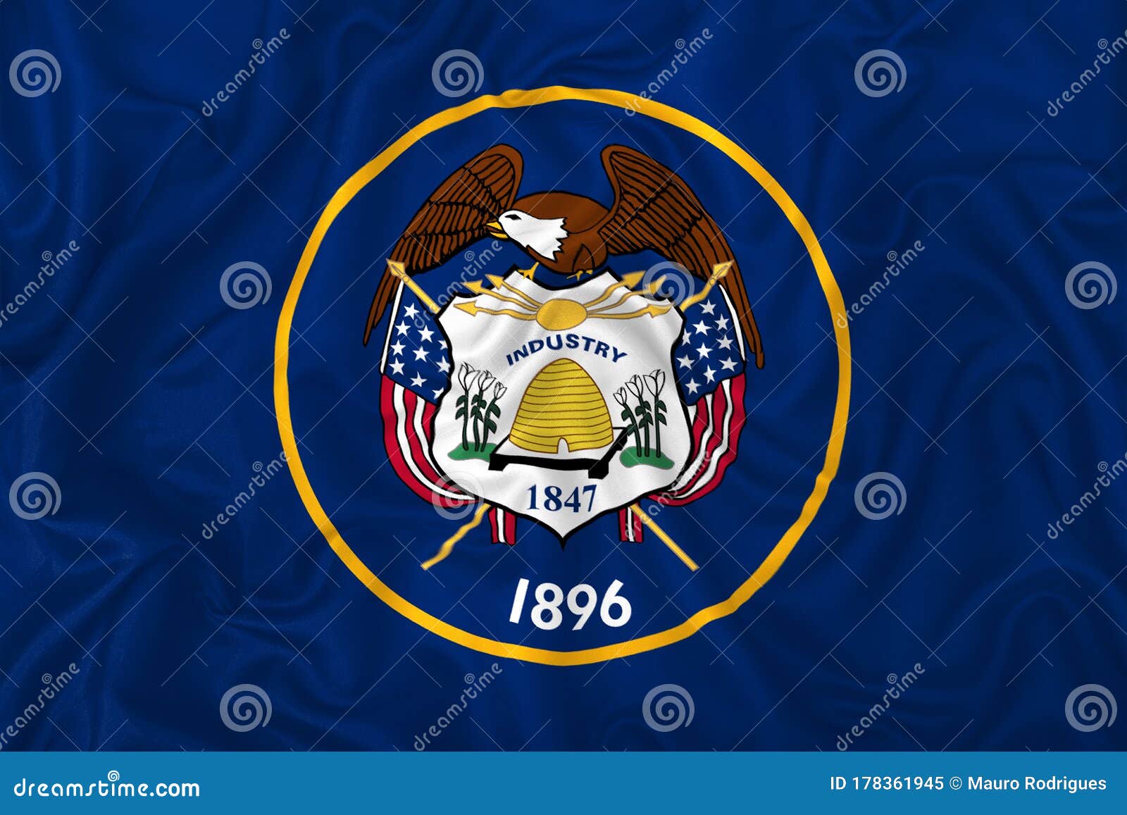 Utah state flag stock illustration. Illustration of closeup - 178361945