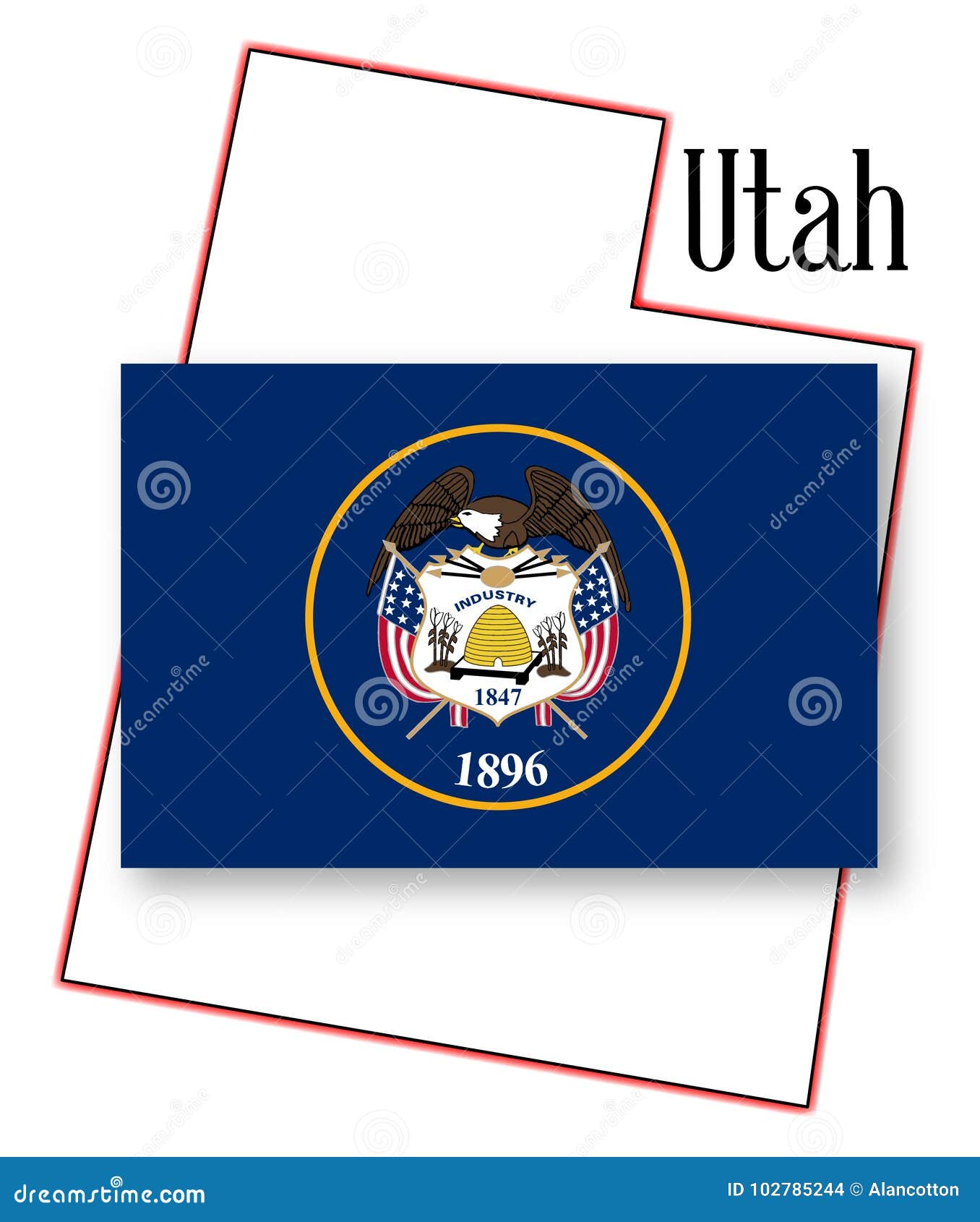 Utah State Map and Flag stock vector. Illustration of copy - 102785244