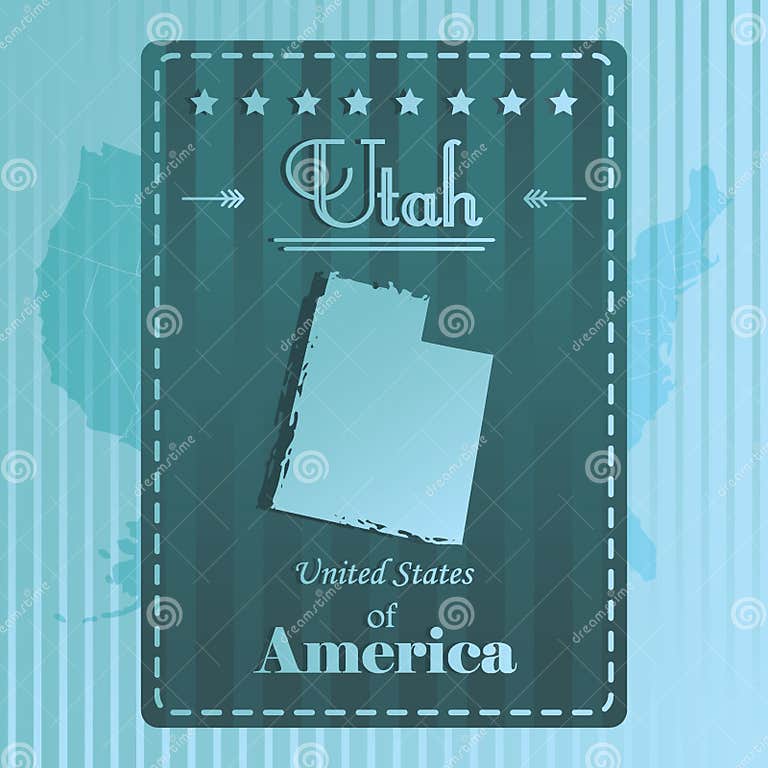 Utah State Map Label. Vector Illustration Decorative Design Stock ...