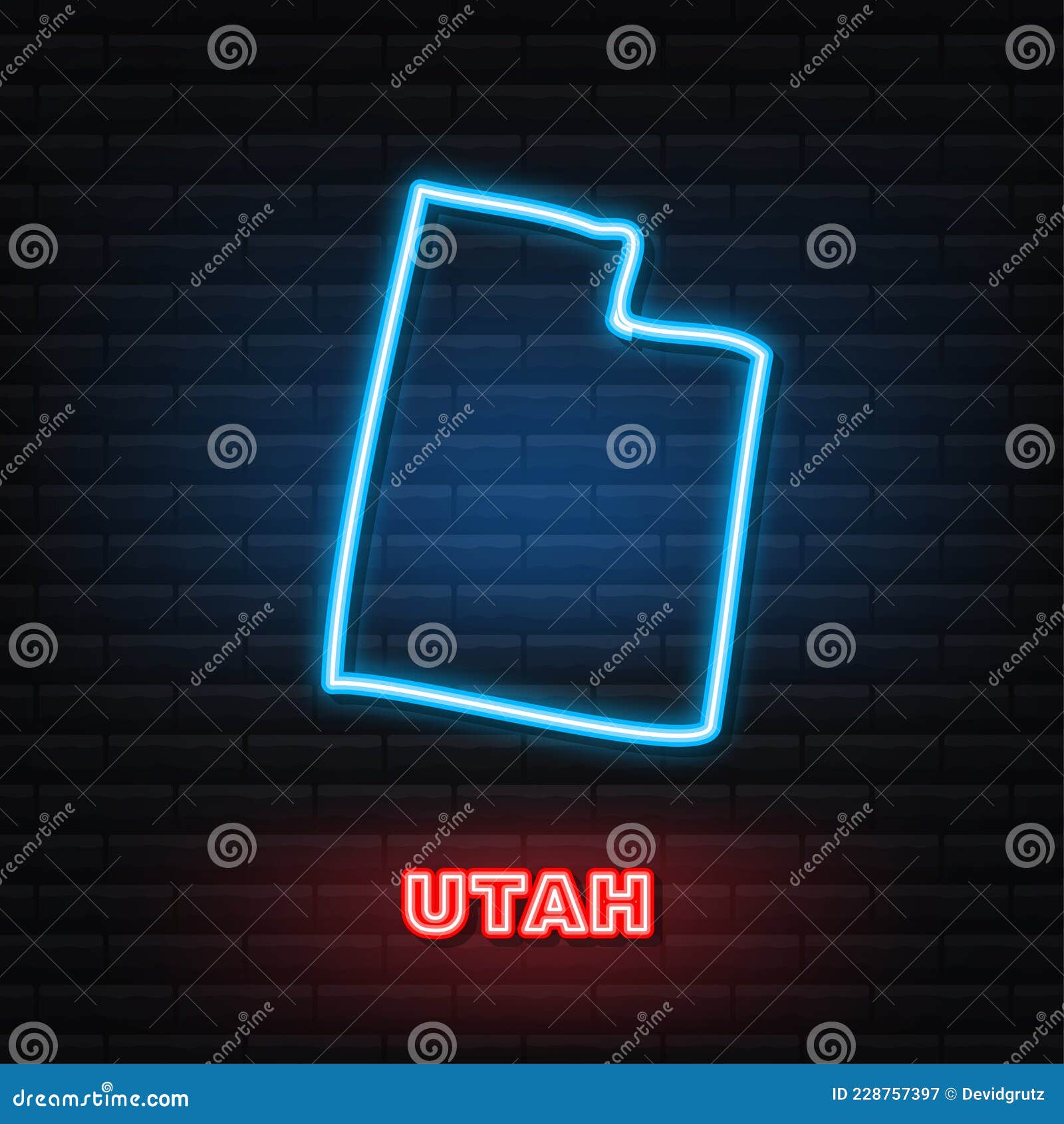 Utah State Map Neon Icon. Vector Illustration. Stock Vector ...