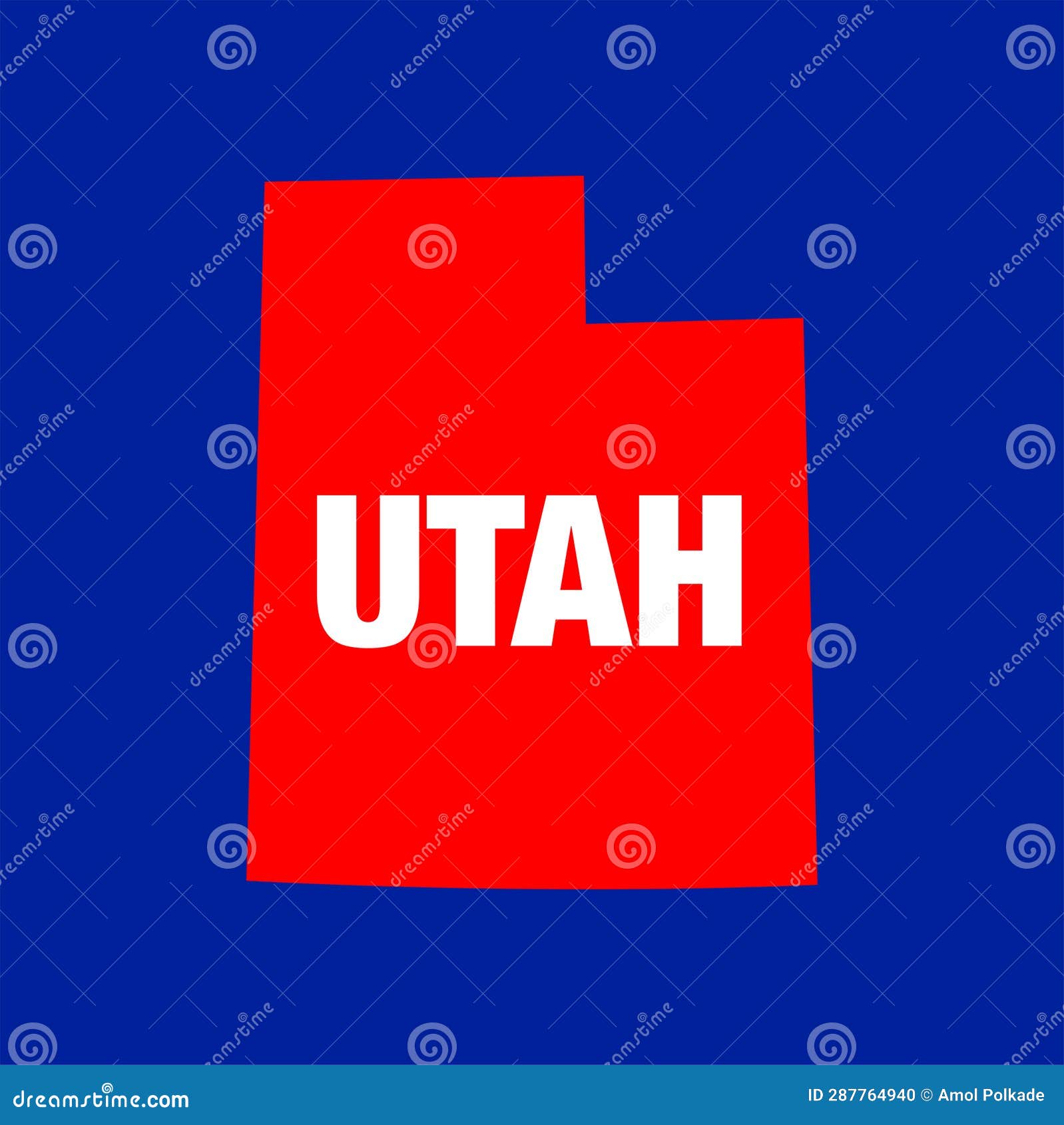 UTAH State Map Typography on Blue Background Stock Illustration ...