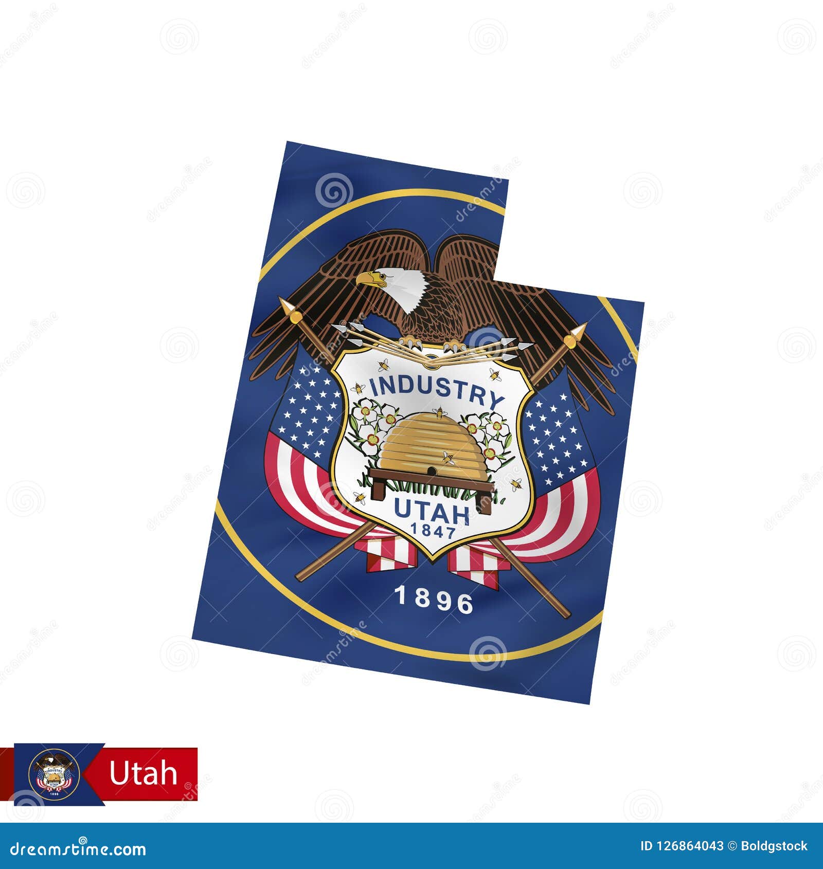 Utah State Map with Waving Flag of US State. Stock Vector ...