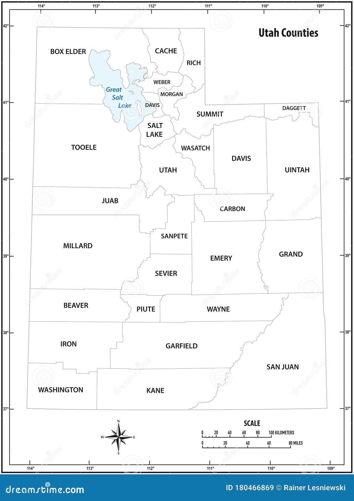 Utah State Outline Administrative and Political Vector Map in Black and ... Utah State Outline Administrative and Political Vector Map in Black and ...