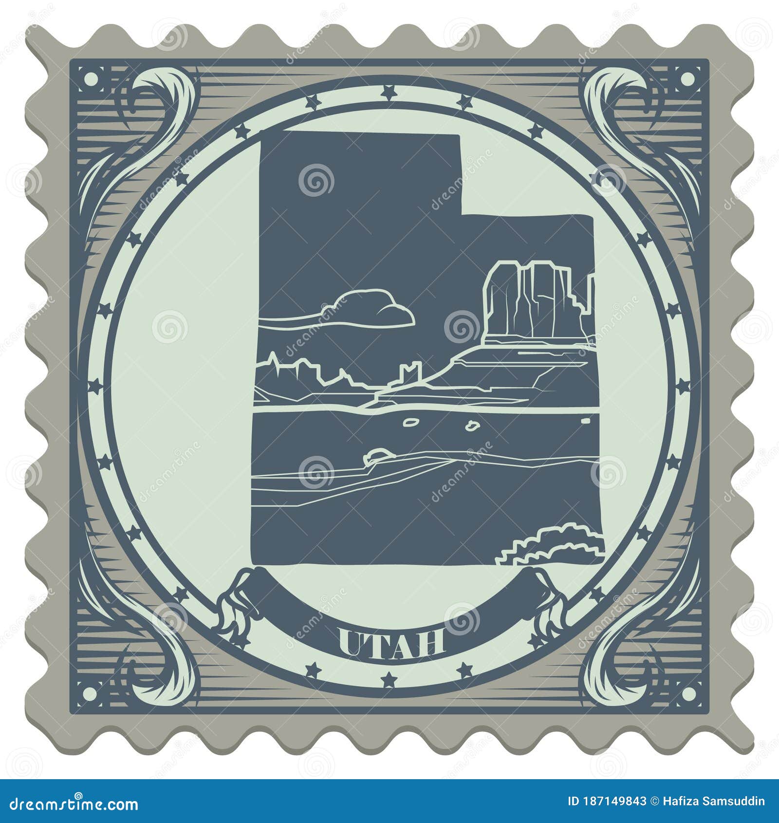 Utah State Postage Stamp. Vector Illustration Decorative Design Stock ...