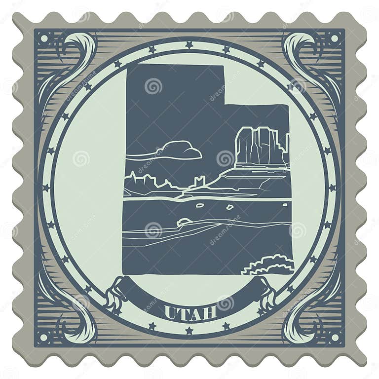 Utah State Postage Stamp. Vector Illustration Decorative Design Stock ...