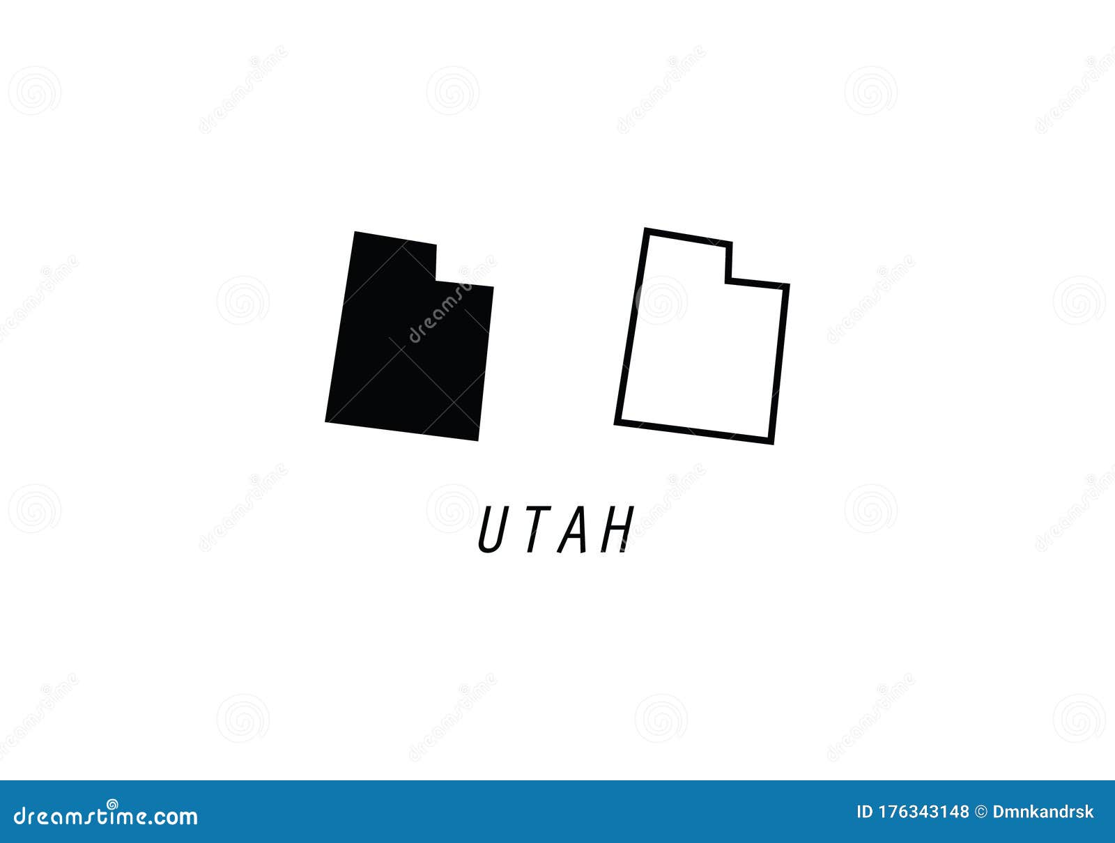 Utah Map State Shape America Borders Stock Vector - Illustration of ...