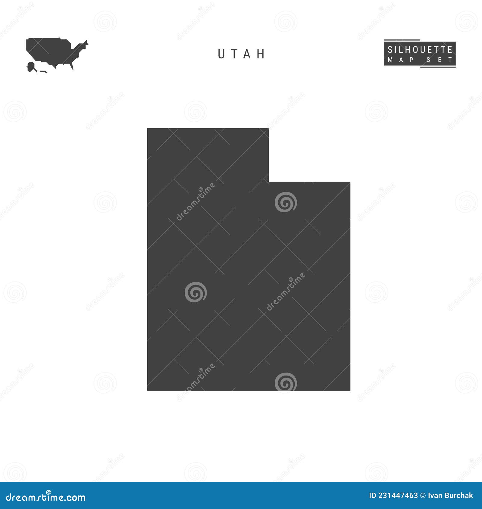 Utah US State Vector Map Isolated on White Background. High-Detailed ...