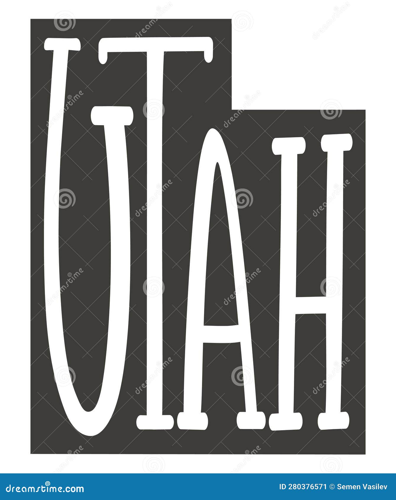 Utah Vector Silhouette. Nickname Beehive State. Hand-drawn Illustration ...