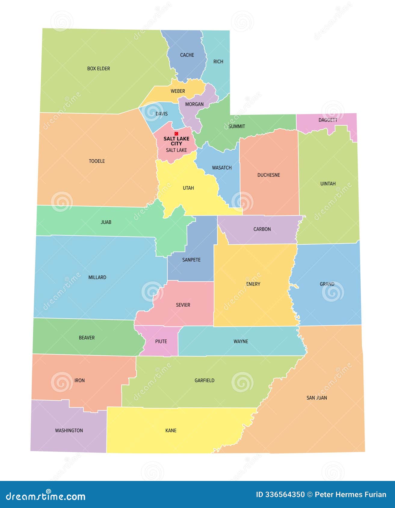 Utah Map. Counties Map Of Utah, Blank Map, Empty Map Of Utah L Stock ...