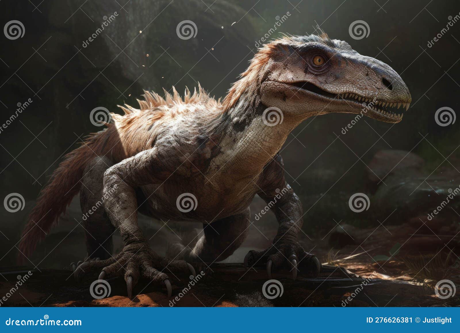 A Utahraptor a Large Raptor with Taloned Claws. Stock Illustration ...