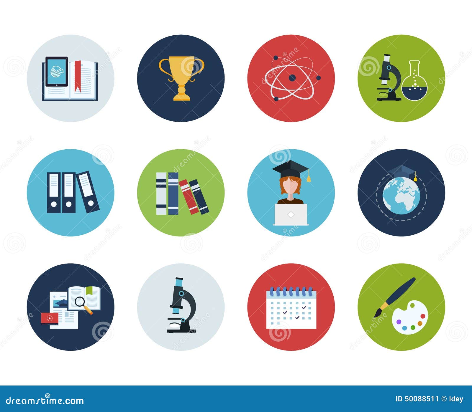 Utbildnings- Och Vetenskapssymboler Vektor Illustrationer ...