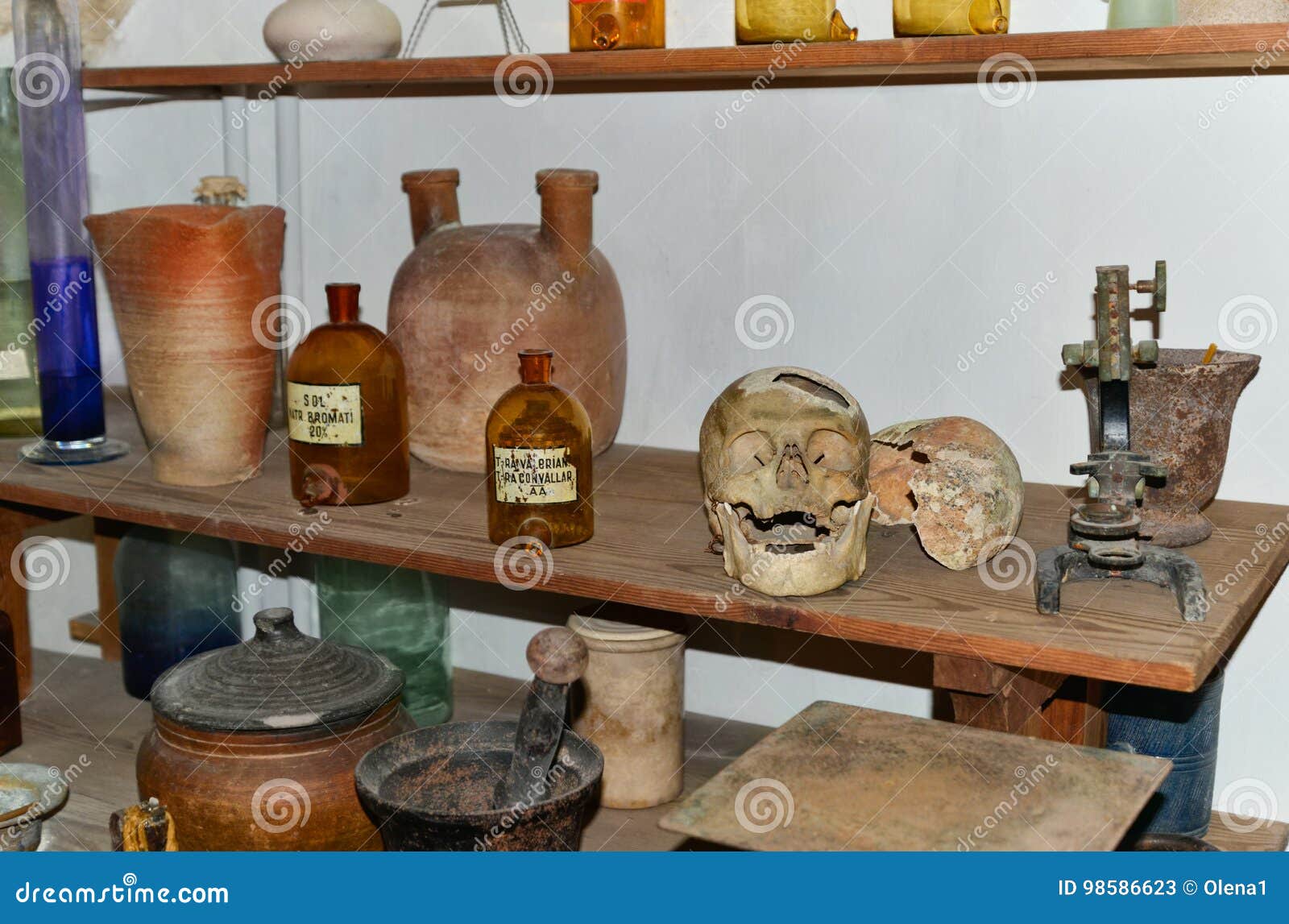 Utensils for alchemy stock image. Image of bone, tool - 98586623