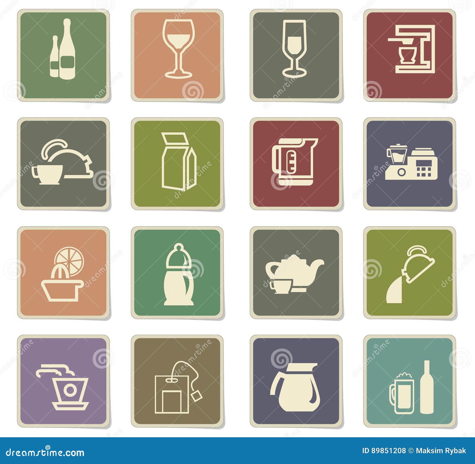 Utensils for Beverages Icon Set Stock Illustration - Illustration of ...