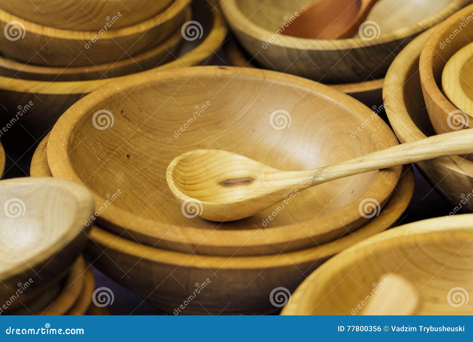 Utensils made of wood stock photo. Image of cooking, cutting - 77800356