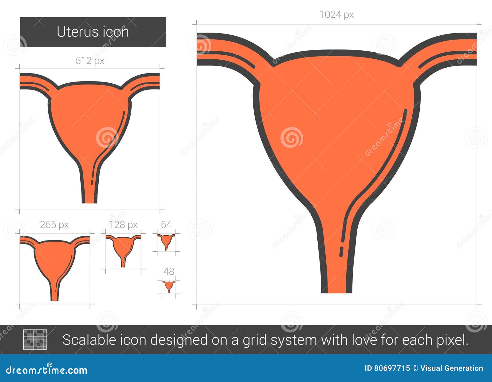 Uterus line icon. stock vector. Illustration of anatomy - 80697715