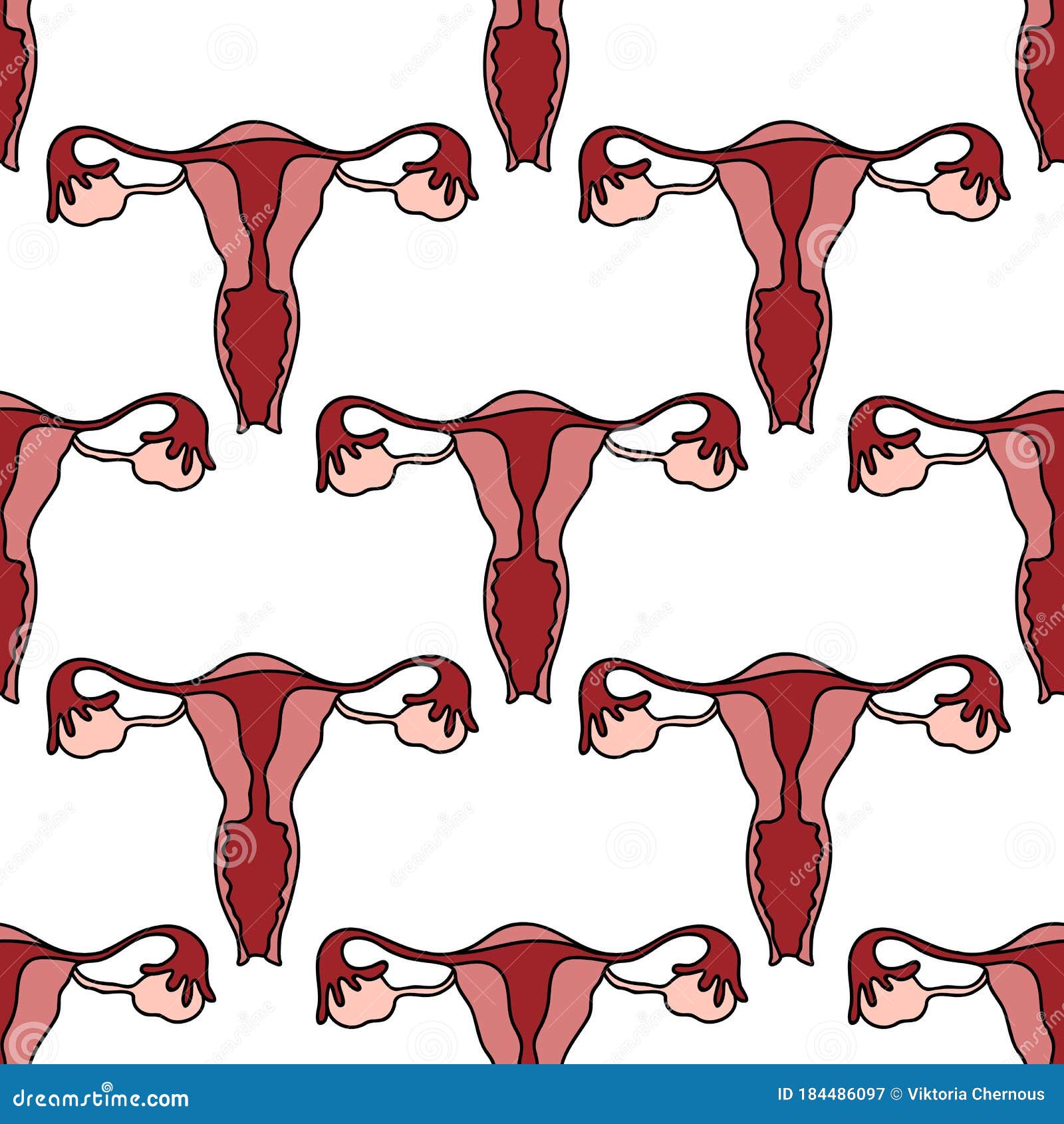 Uterus Seamless Doodle Pattern Stock Illustration - Illustration of ...