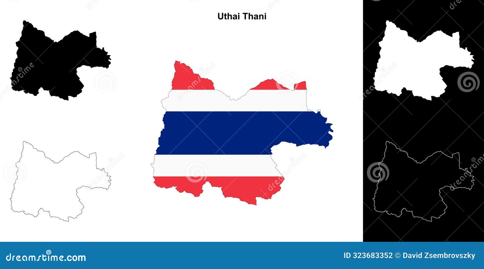 Uthai Thani outline map stock vector. Illustration of template - 323683352