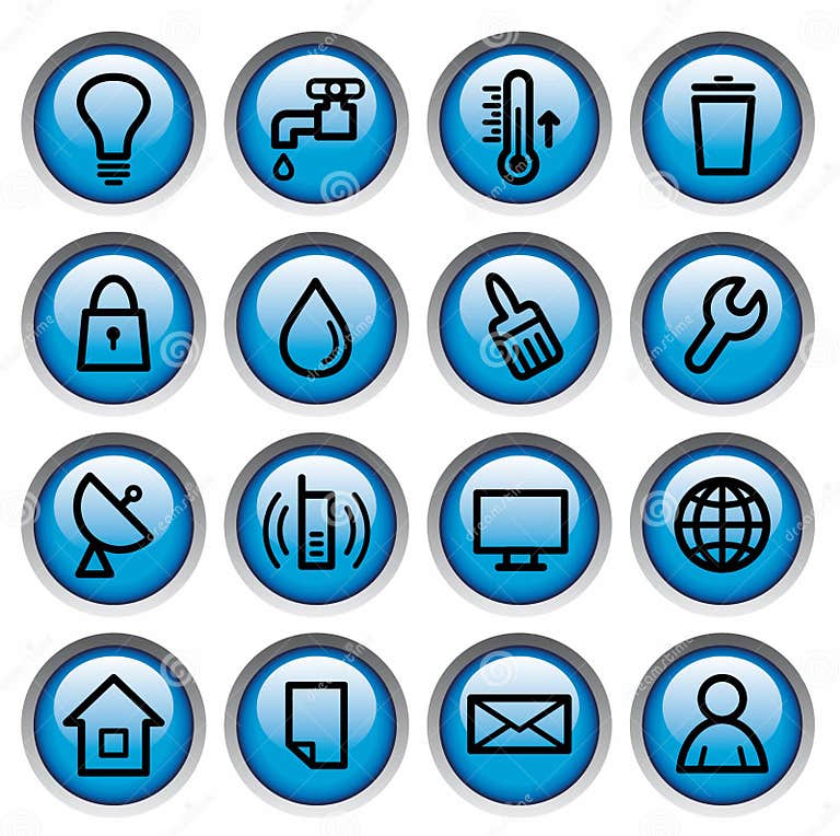 Utilities buttons stock vector. Illustration of clip - 12994370