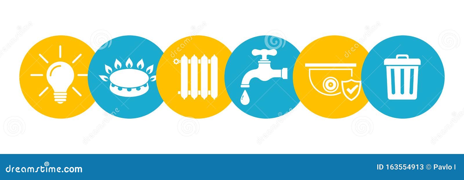 Utilities Icons Set. Electricity Water Gas Utility On White Background ...