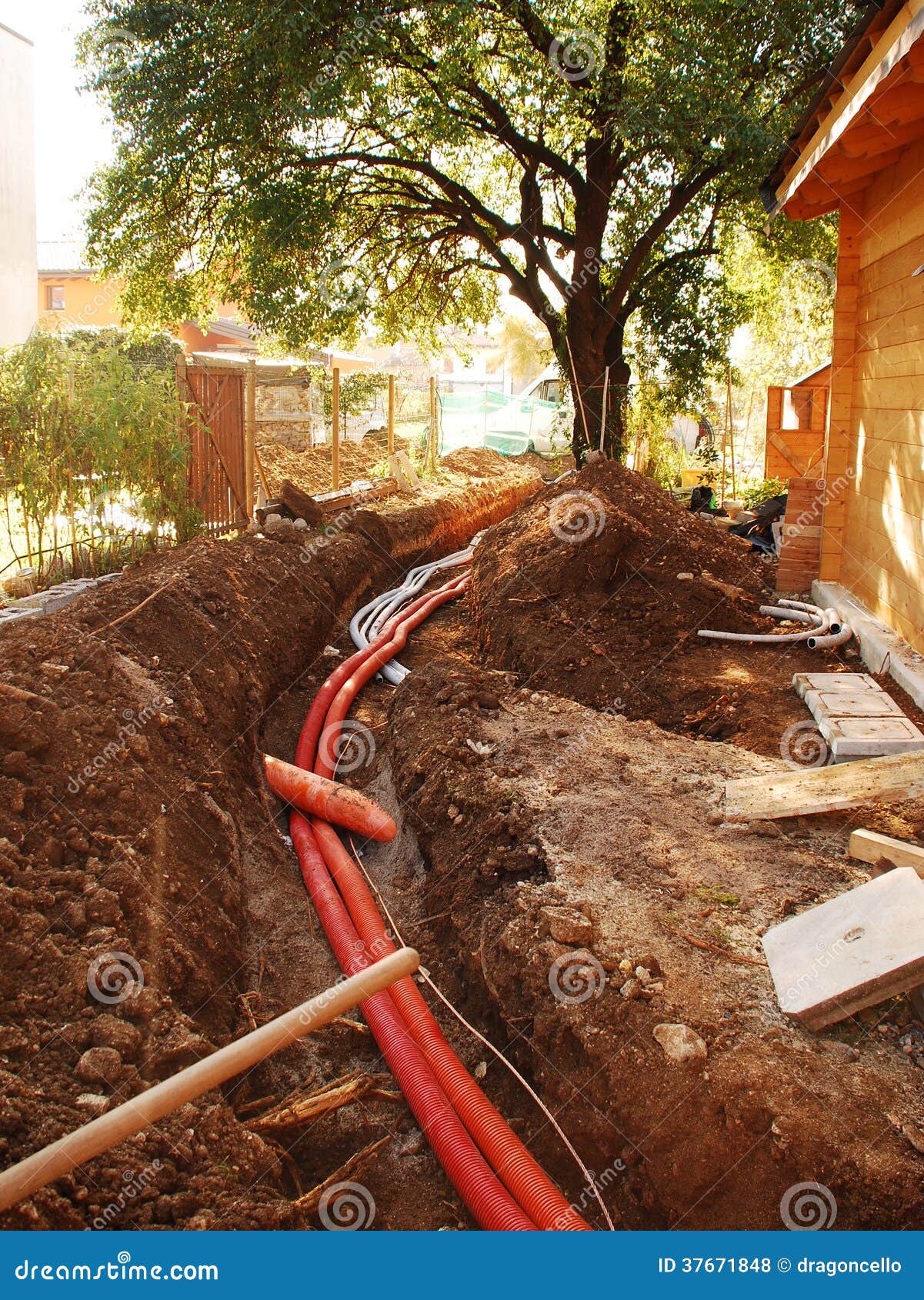 Utilities Trench stock photo. Image of shovel, home, garden - 37671848