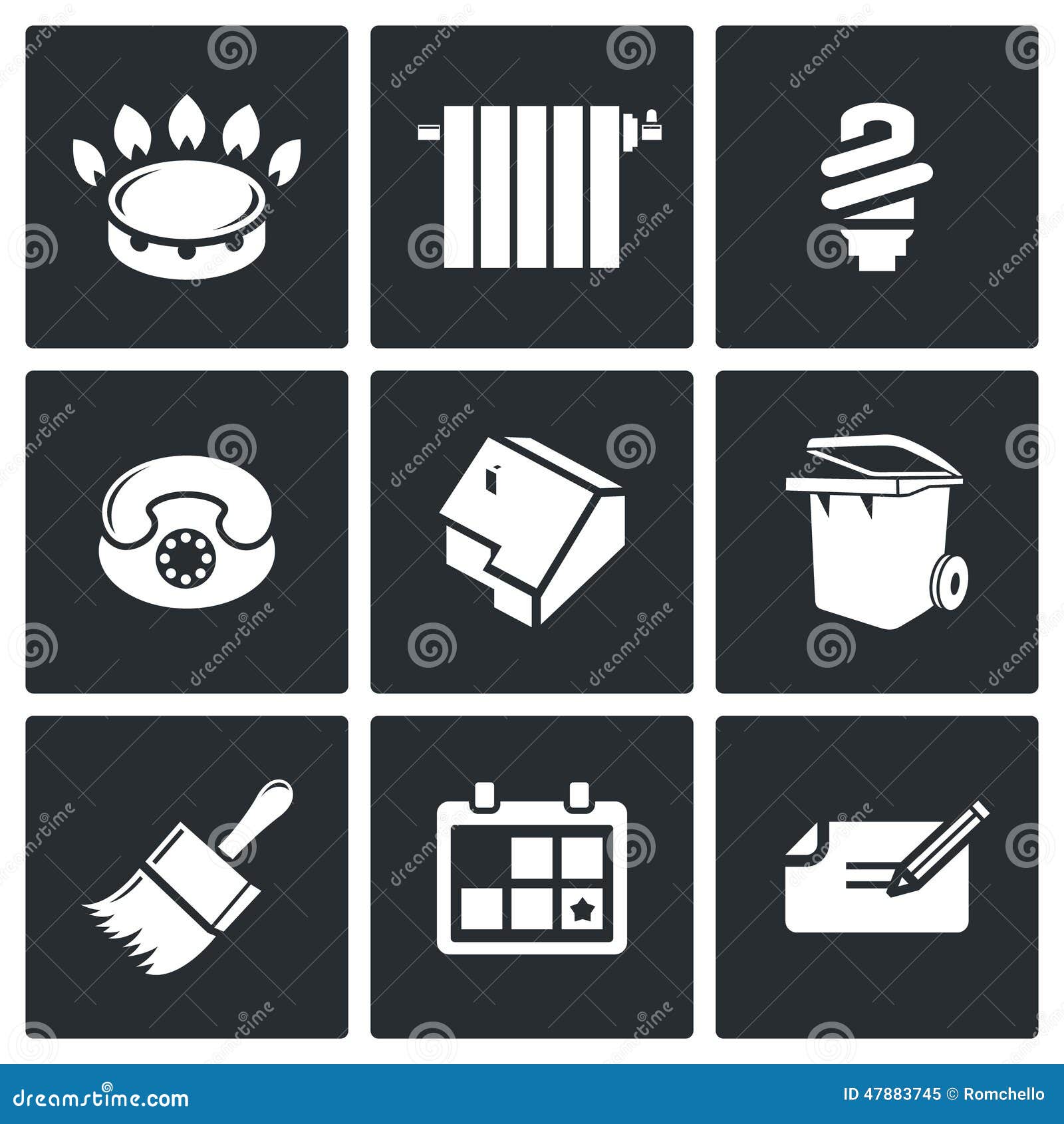 Utilities Vector Icons Set stock illustration. Illustration of calendar ...