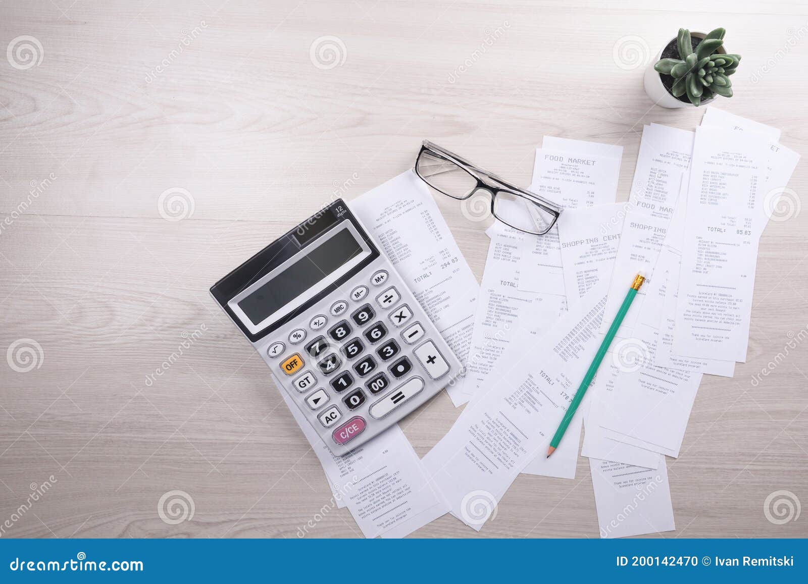 Utility Bill and Calculator with Pencil.Financial Data Analyzing ...