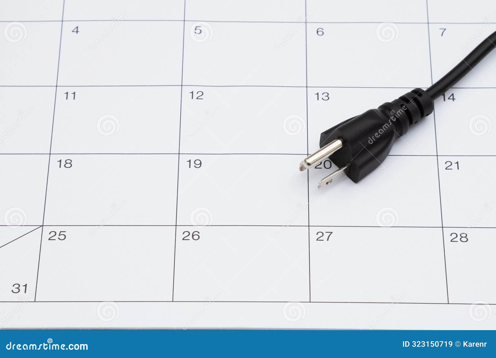 Utility Bill Due with Electric Cord Plug on a Calendar Stock Image ...