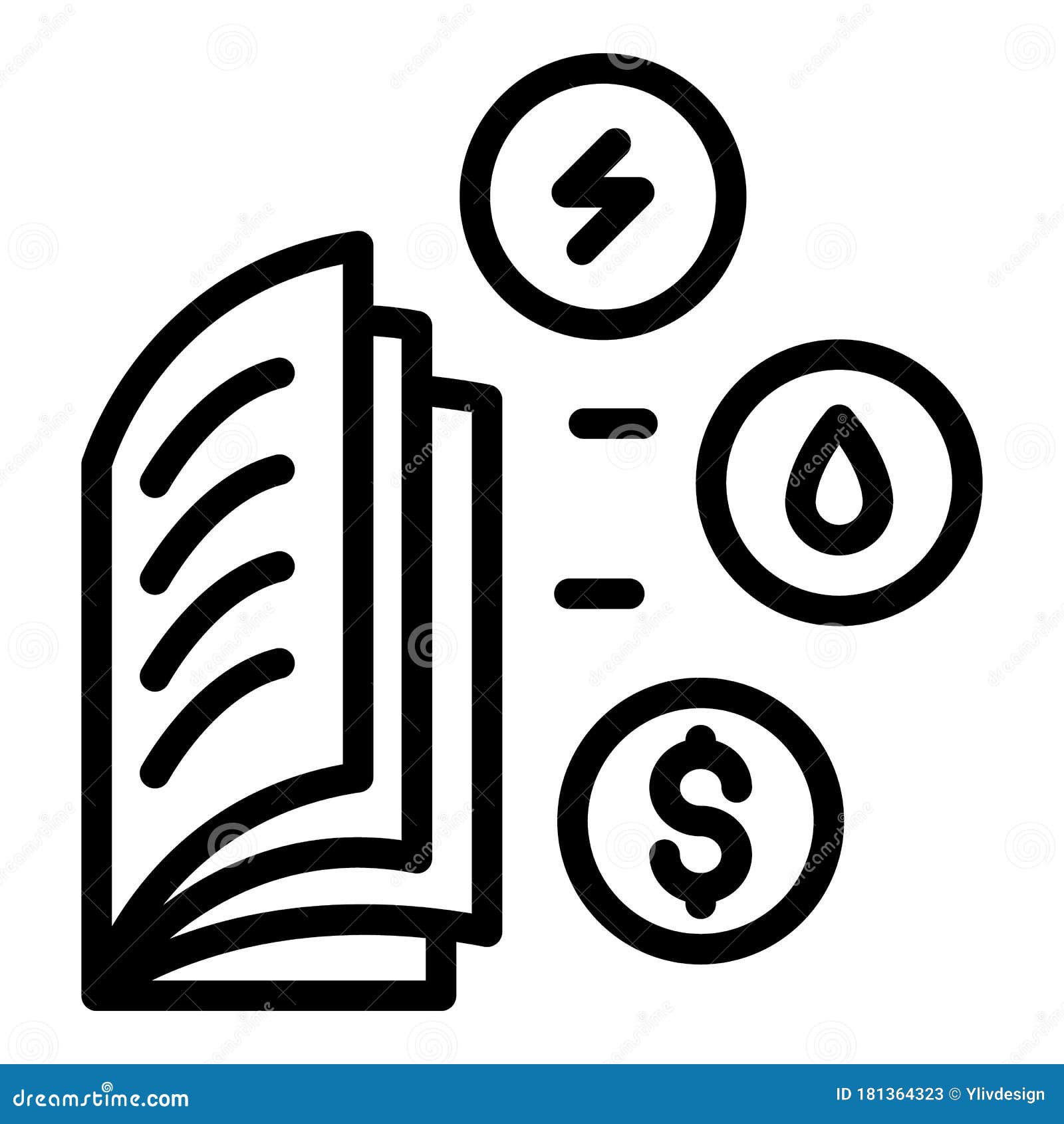 Utility Bills Icon, Outline Style Stock Vector - Illustration of icon ...