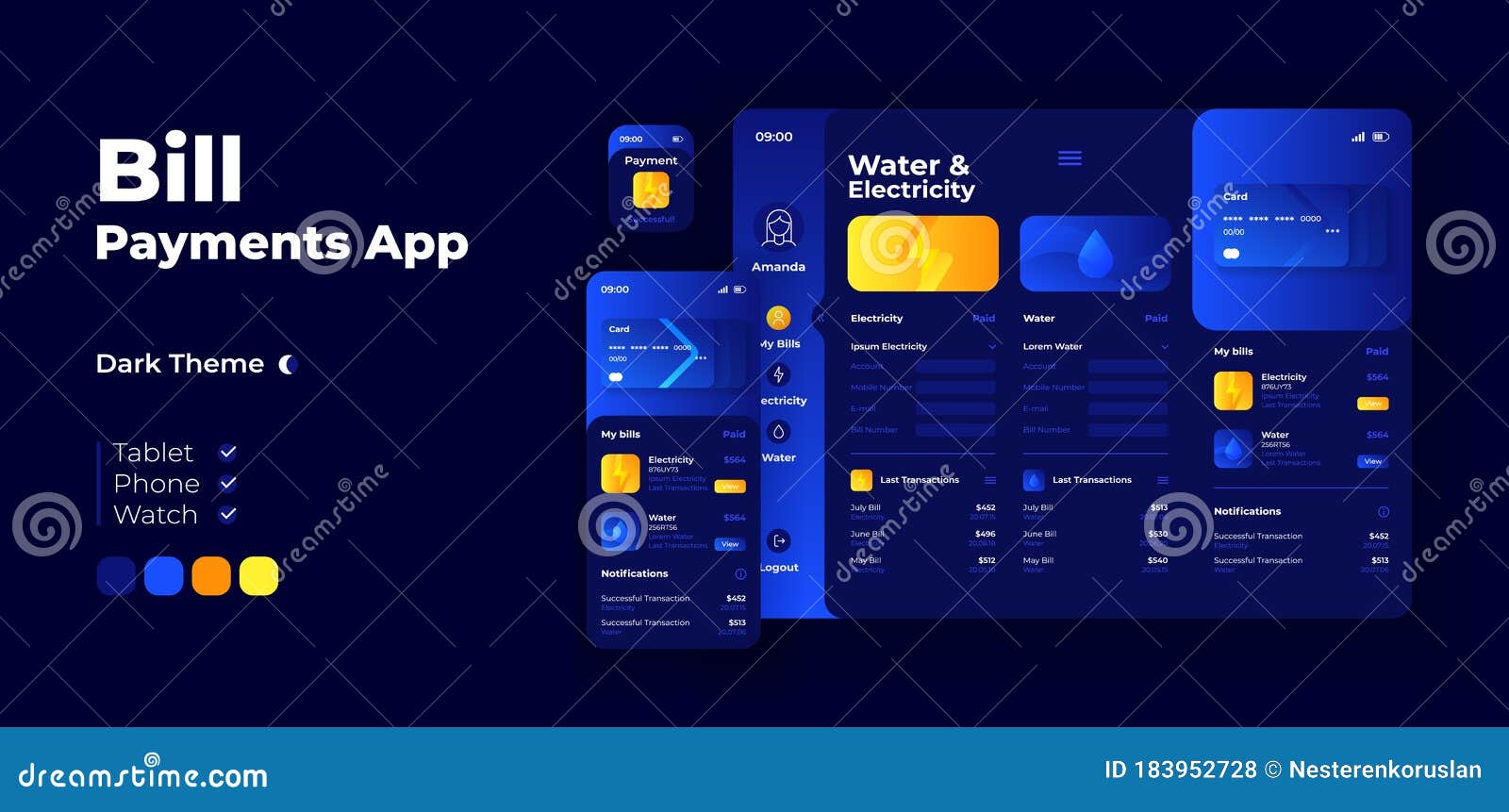 Utility Bills Payment App Screen Vector Adaptive Design Template Stock ... Utility Bills Payment App Screen Vector Adaptive Design Template Stock ...