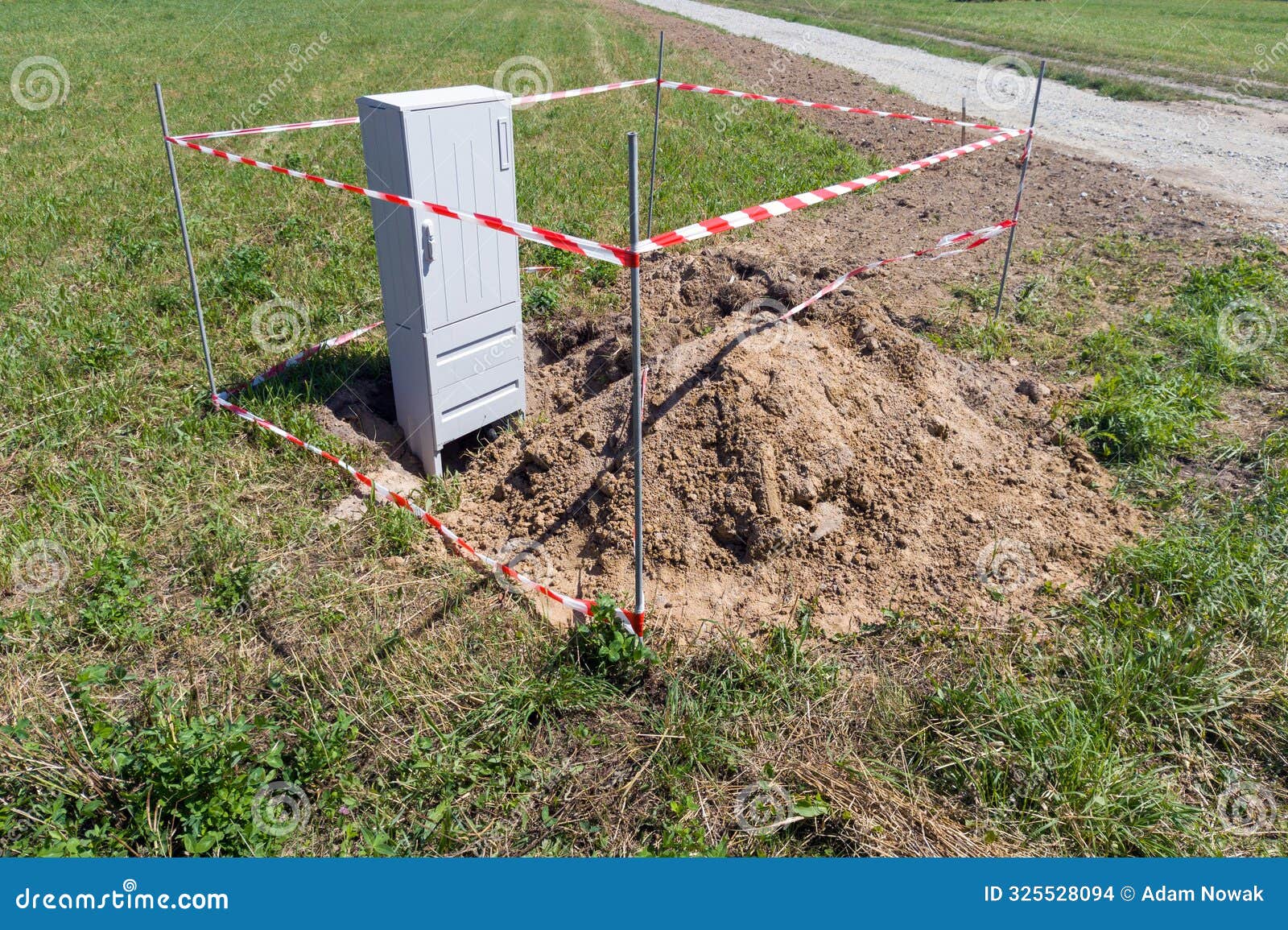 Utility Box Installation in Field Stock Photo - Image of green ...