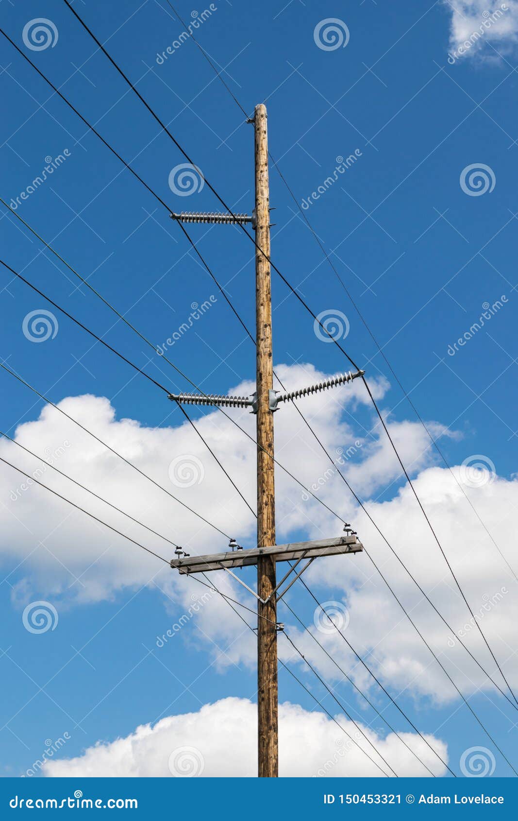 Utility Electrical Pole with Blue Sky Background Stock Image - Image of ...