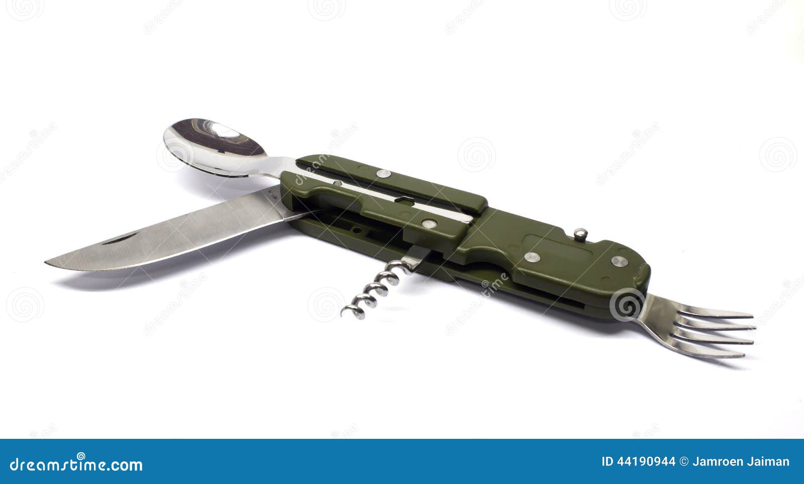 Utility Knife with Spoon and Fork Stock Photo - Image of closeup ...