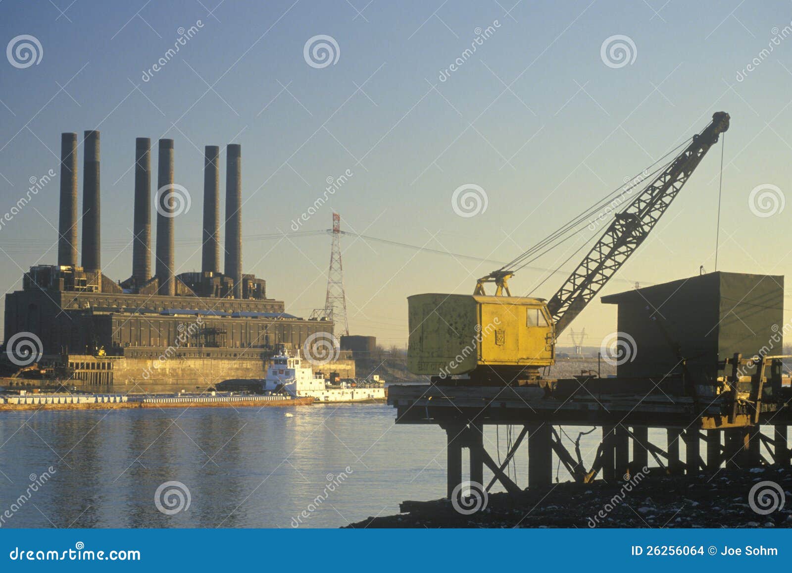 A Utility Plant and Grain Barge Editorial Stock Image - Image of ...