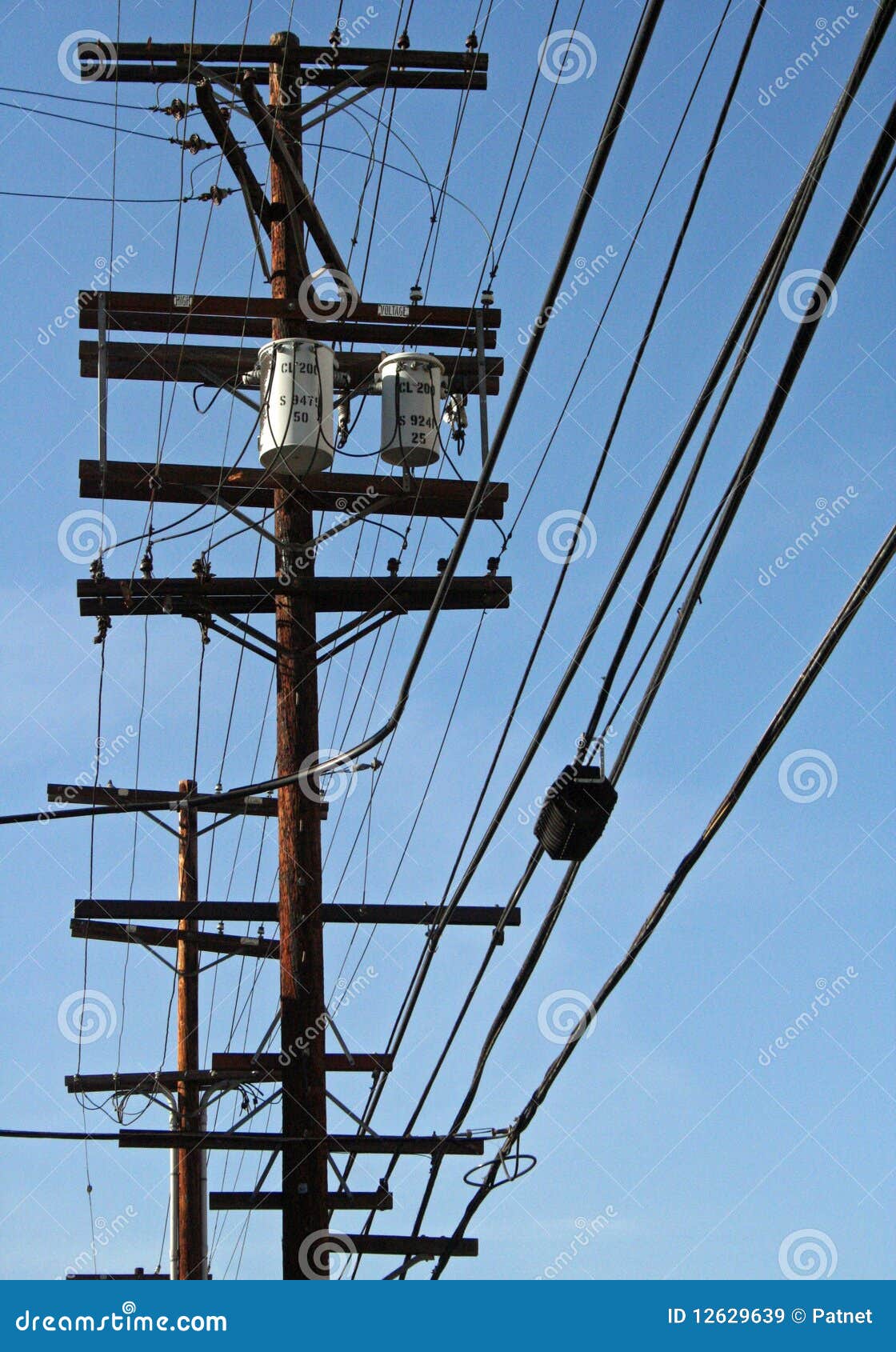 Utility Pole stock image. Image of telephone, cable, wires - 12629639