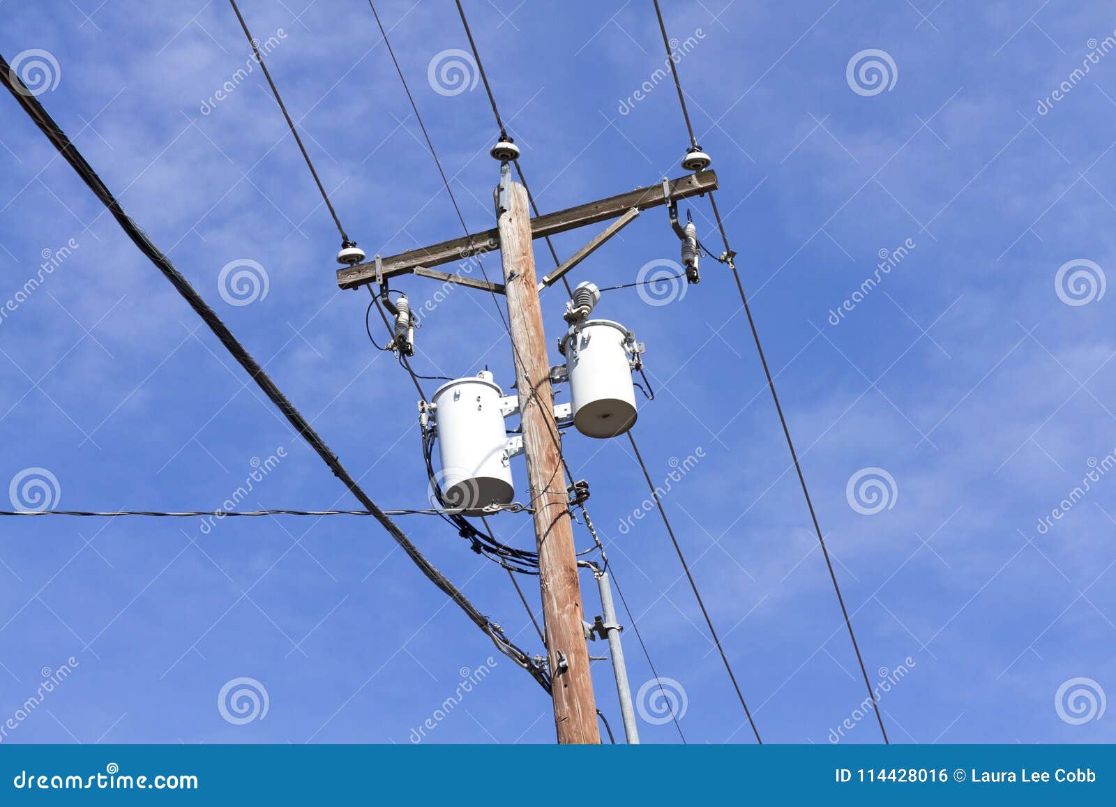 Utility Pole & Distribution Transformer Stock Photo - Image of power ...