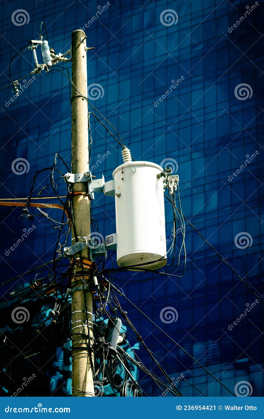 Utility Pole Full of High Voltage Cables for Electrical Power ...