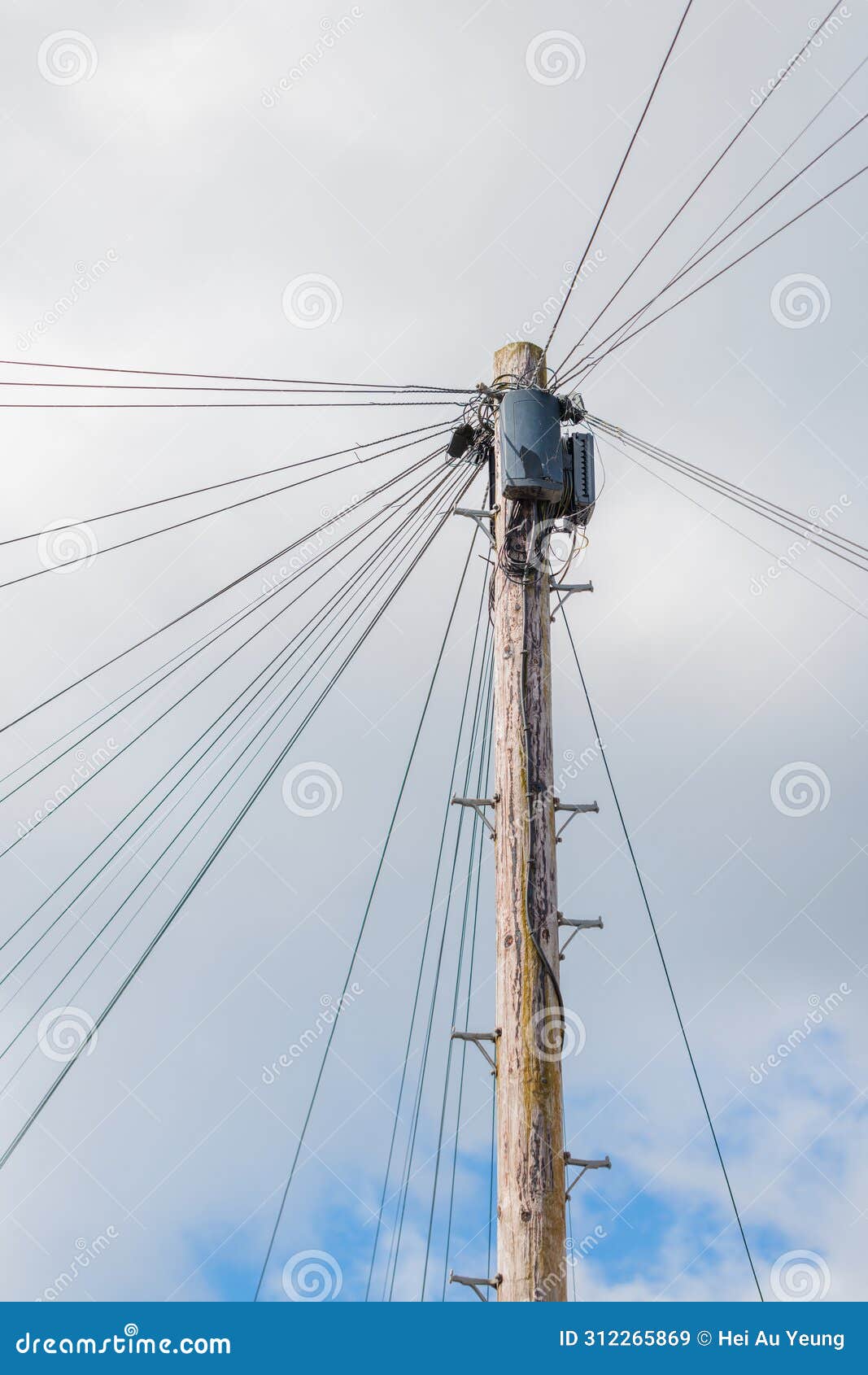 Utility Pole with Lots of Cables Connected, England Stock Image - Image ...