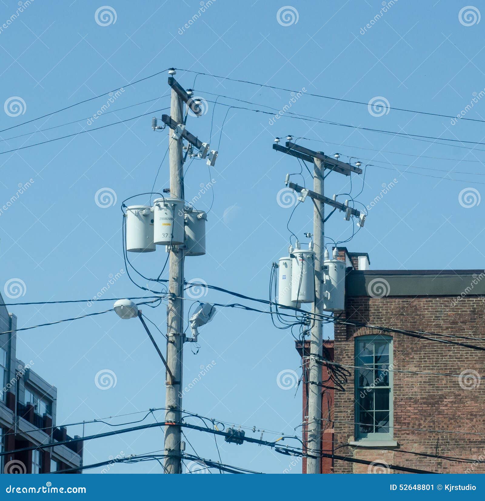 Utility pole. stock image. Image of power, network, electrical - 52648801
