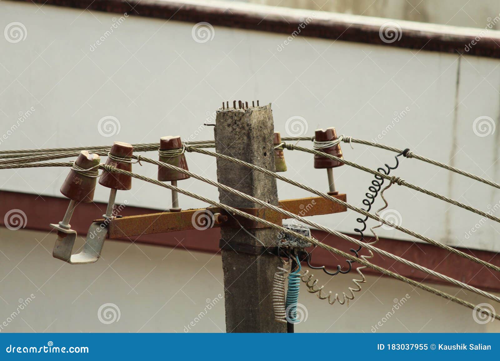 Utility Pole Supporting Overhead Power Lines Stock Image - Image of ...