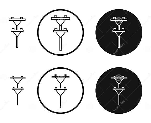 Utility Pole Vector Icon Set in Black and White Outlines Stock Vector ...
